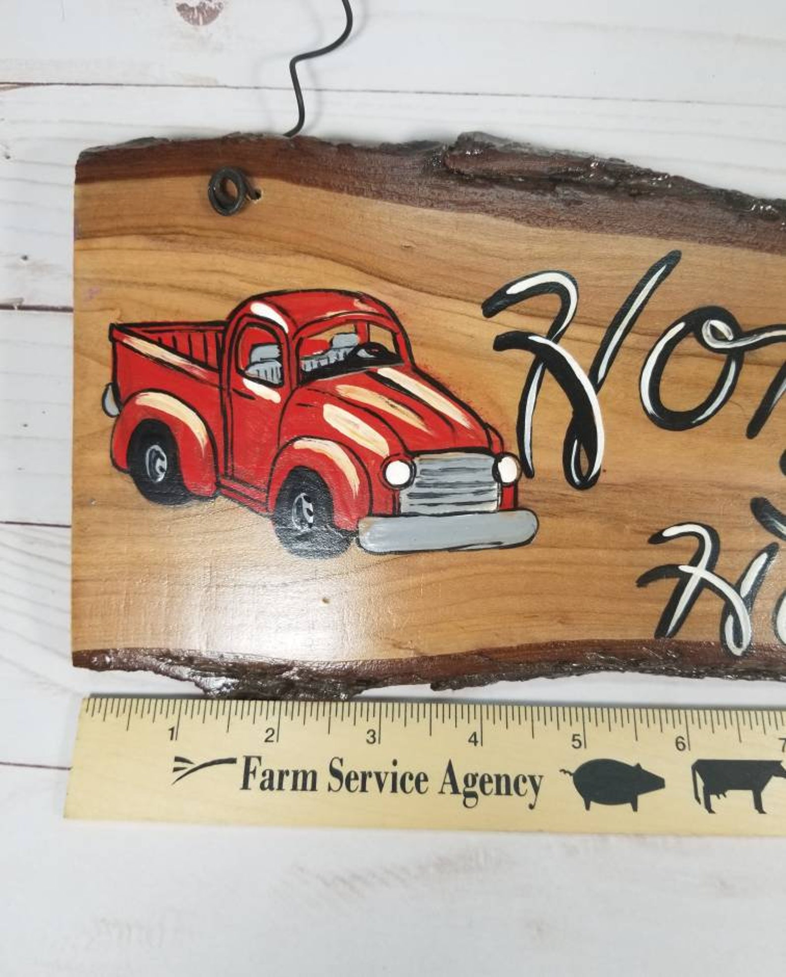 Red Truck Sign, Live Edge Plum Slab Sign, Wall Decor, Home Sweet Home ...