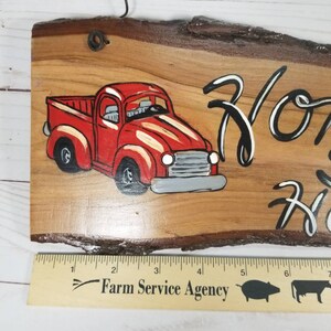 Red Truck Sign, Live Edge Plum Slab Sign, Wall Decor, Home Sweet Home ...