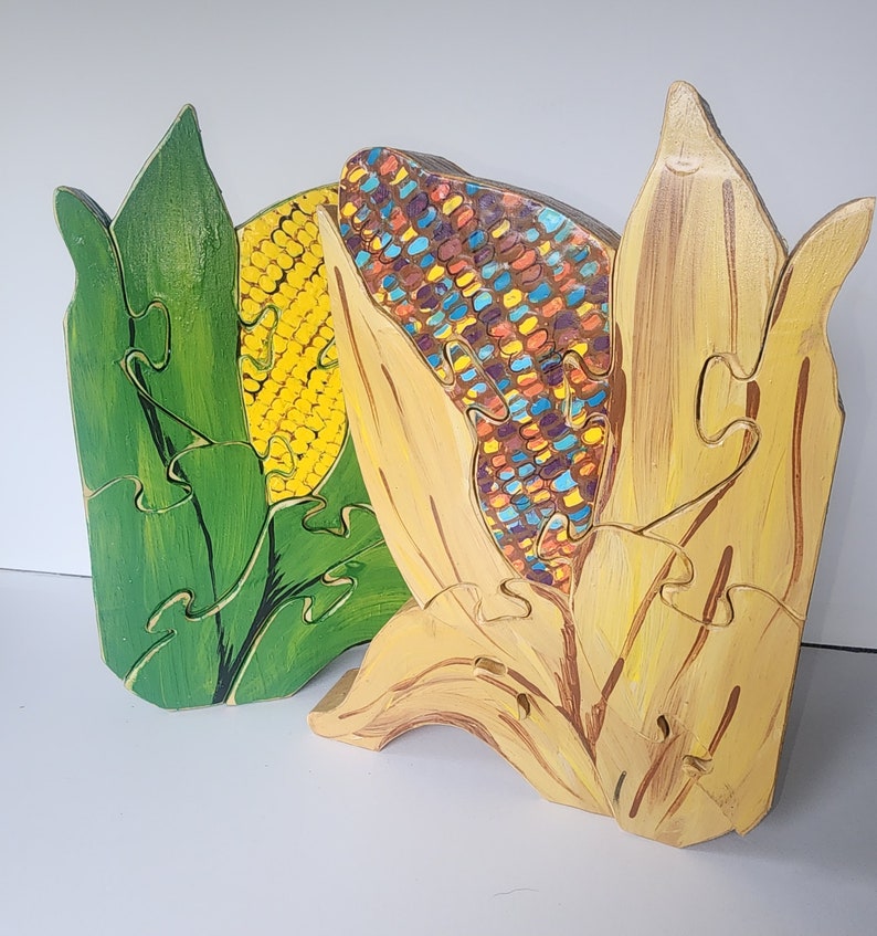 Fall Harvest Corn, Ornamental Corn Puzzle, Freestanding Puzzle, Wooden ...
