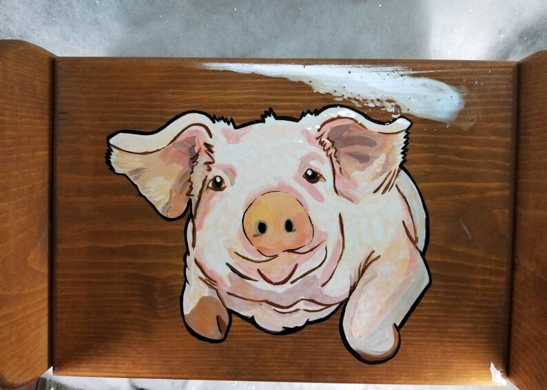 Pig Storage Box, Wooden Box W Lid, Treasure Storage, Book Box, Writing ...
