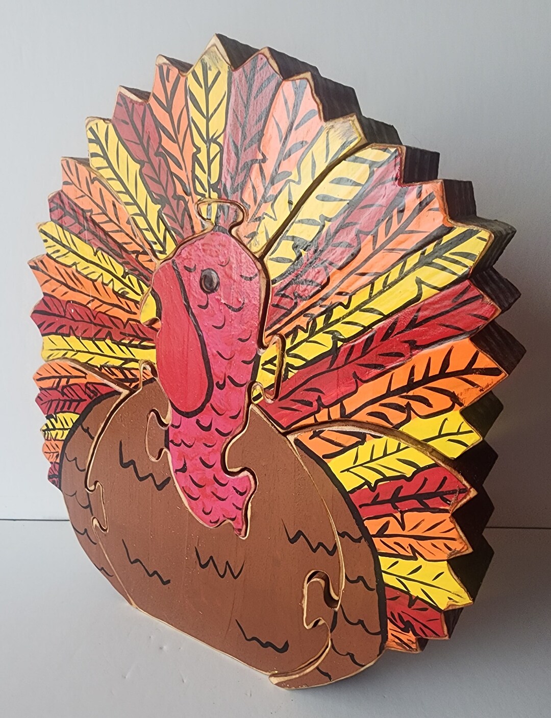 Turkey Puzzle, Thanksgiving Decor, Hostess Gift, Wooden Puzzle ...