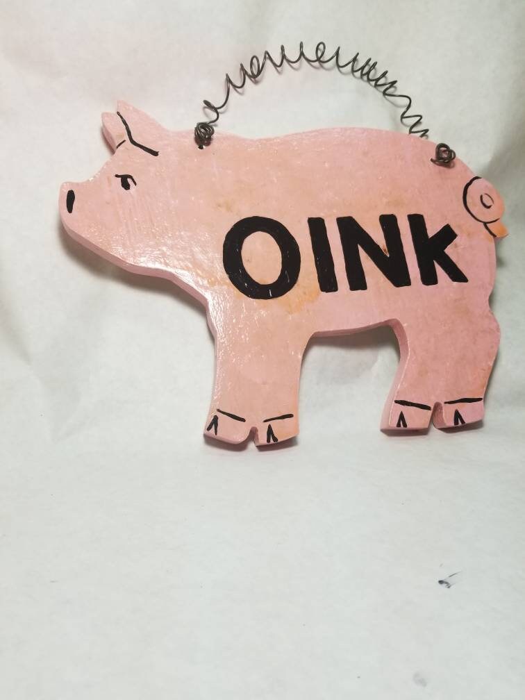 Country Pig Sign Pig Door Hanger Farm Sign Wire Hung Wood | Etsy