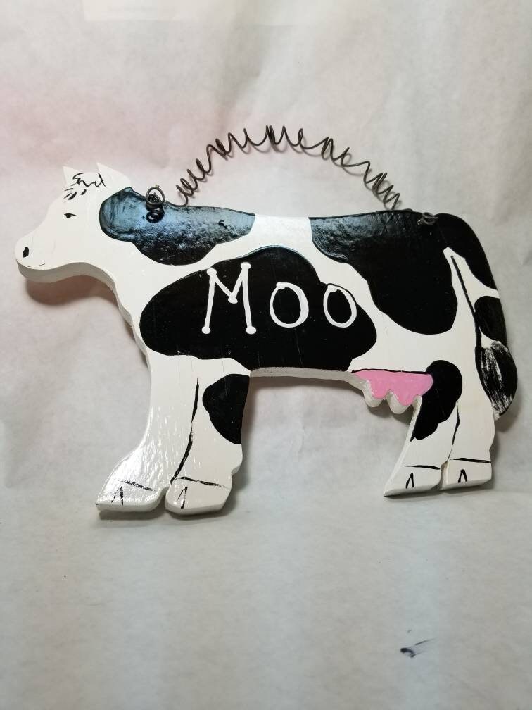 Country Cow Sign, Cow, Door Hanger, Farm Sign, Wire Hung Wood Sign ...