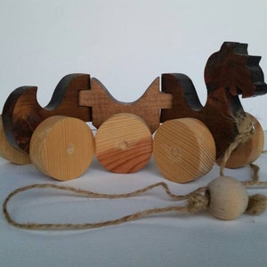 Dragon Pull Toy, Toddler Toy, Wooden Dragon, 3 Year Old Plus Toy, Wood ...