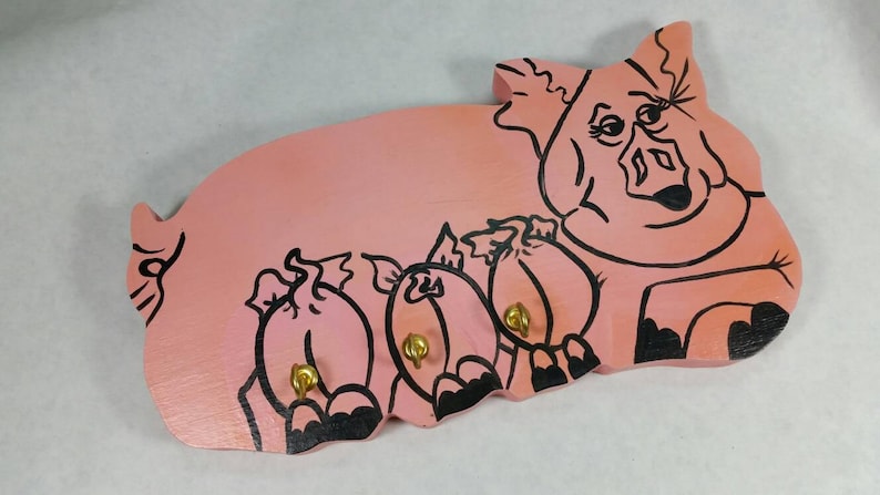 Pig Key Rack Pink Farm House Decor Key Hooks Country - Etsy