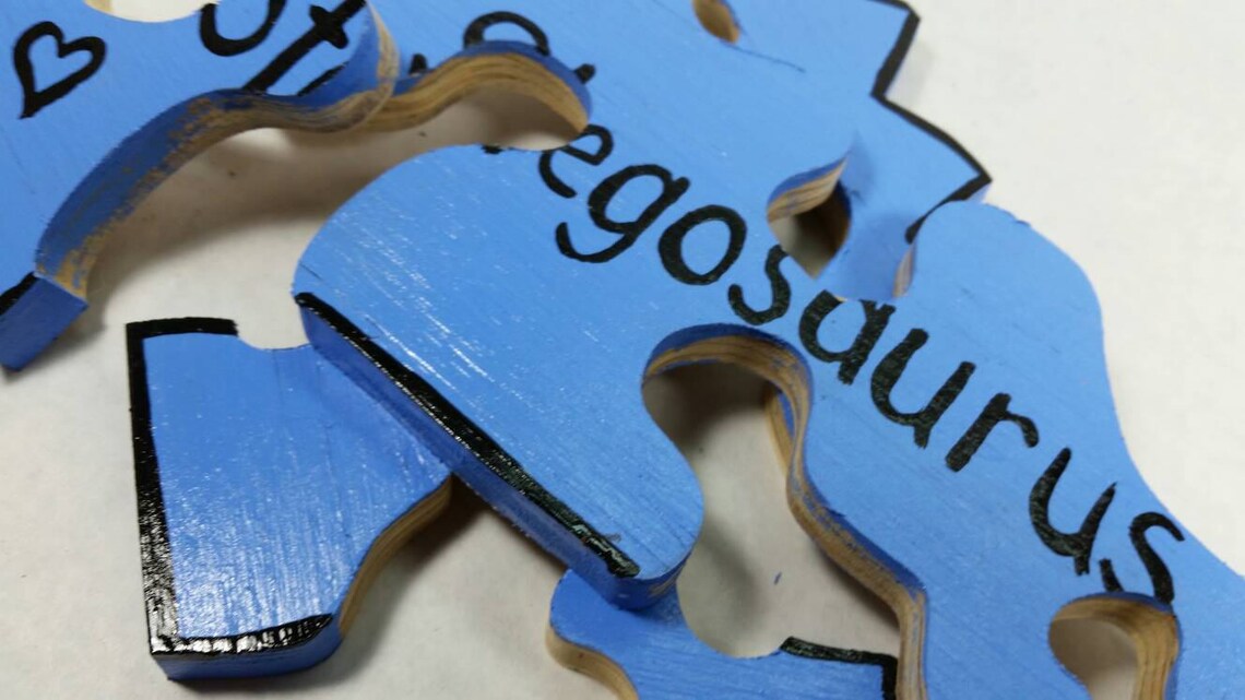 Stegosaurus Wooden Puzzle Hand Painted Puzzle Dinosaur | Etsy