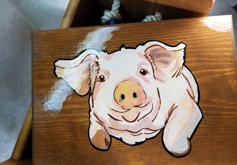 Pig Storage Box, Wooden Box W Lid, Treasure Storage, Book Box, Writing ...