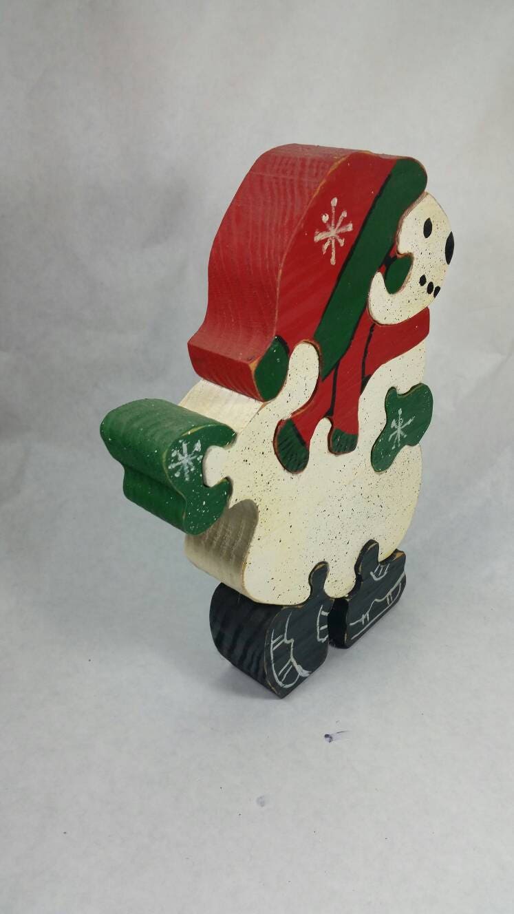 Snowman Puzzle Christmas Decor Snowman Puzzle Holiday Toy | Etsy