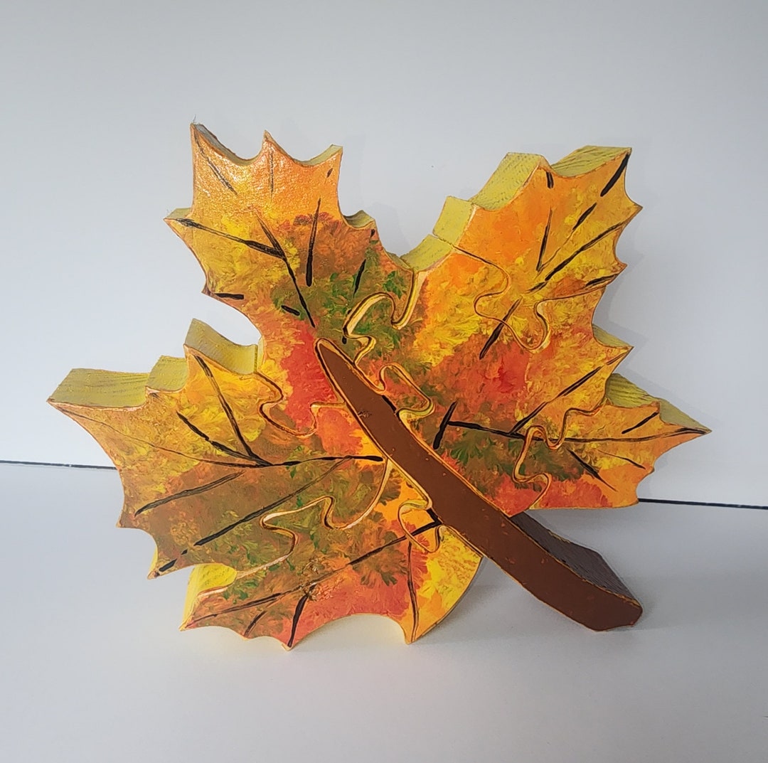 Fall Leaf Puzzle, Table Decoration, Season Decor, Falling Leaf ...