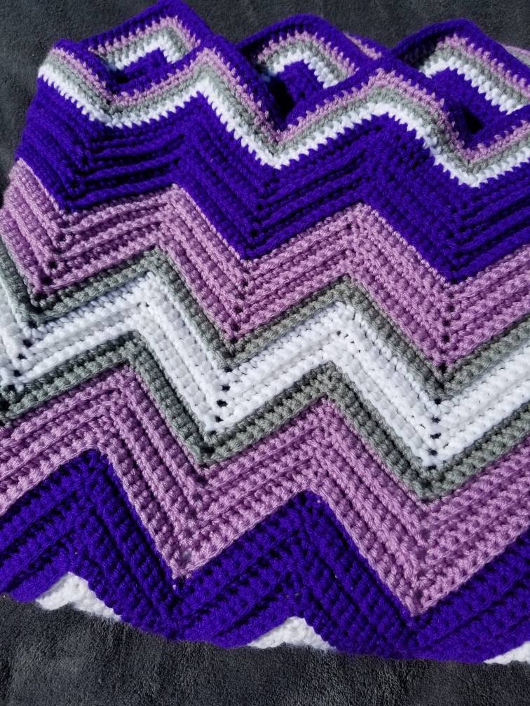 Large Throw Afghan Blanket, Purple Bedding, Couch Throw, Twin Bedding ...