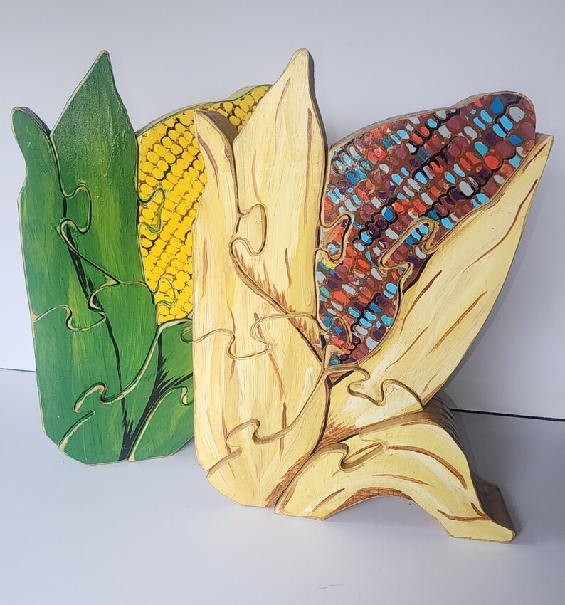 Fall Harvest Corn, Ornamental Corn Puzzle, Freestanding Puzzle, Wooden ...