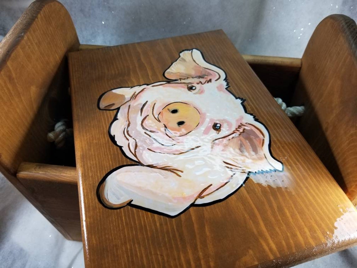 Pig Storage Box Wooden Box W Lid Treasure Storage Book Box | Etsy