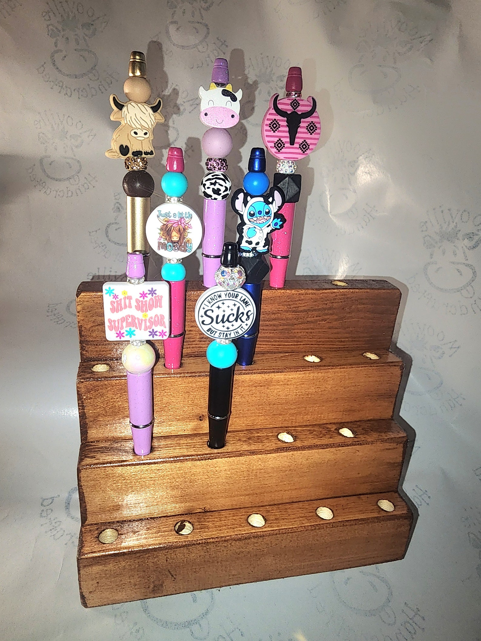 Pen Display, Pen Block, Beaded Pen Case, Stacked Display, Business ...