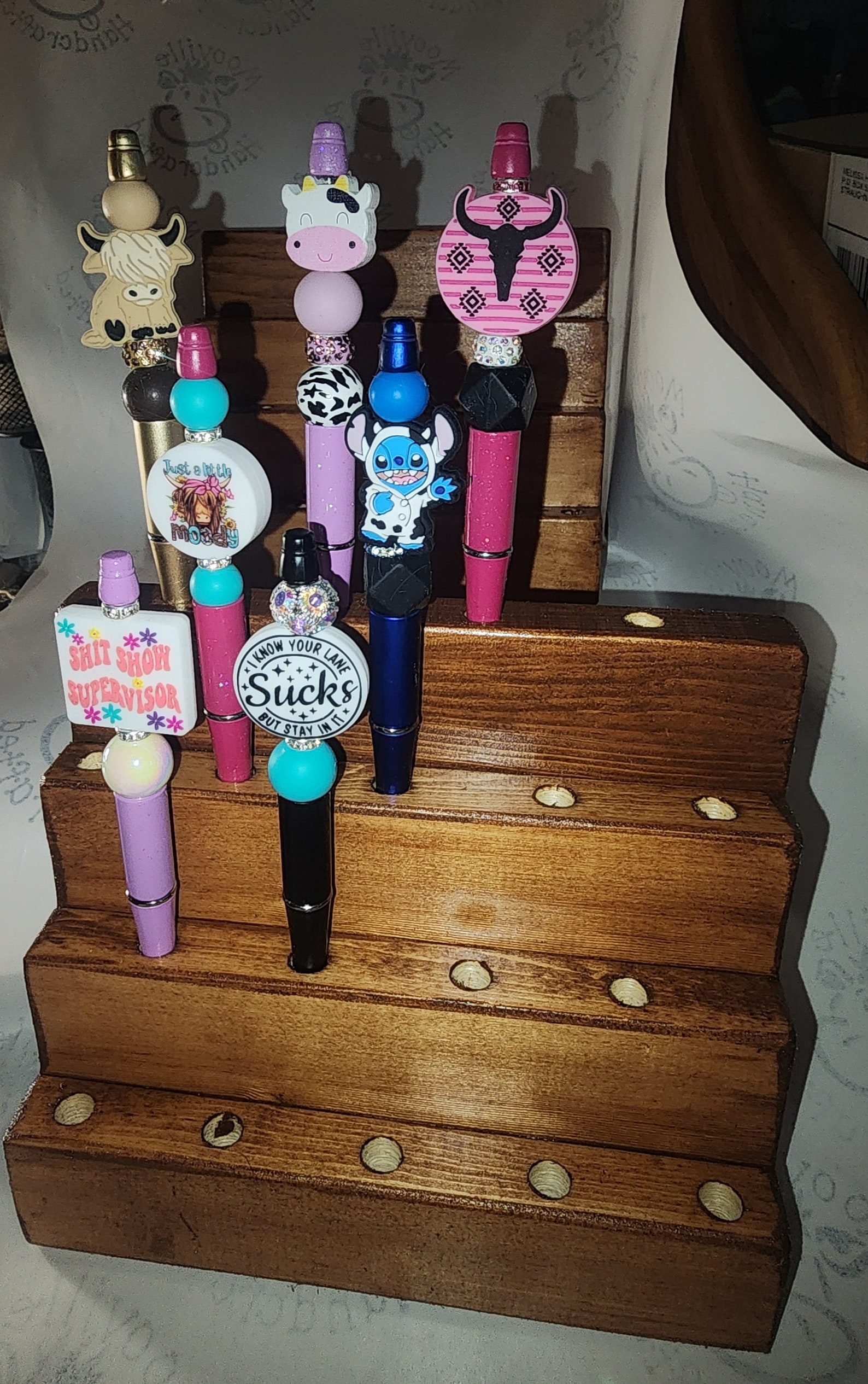 Pen Display, Pen Block, Beaded Pen Case, Stacked Display, Business ...