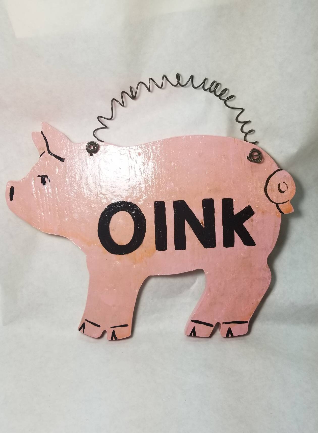 Country Pig Sign Pig Door Hanger Farm Sign Wire Hung Wood | Etsy