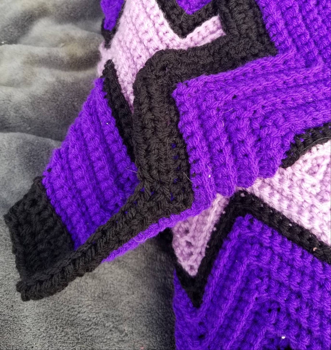 Large Throw Afghan Blanket, Purple Bedding, Couch Throw, Twin Bedding ...