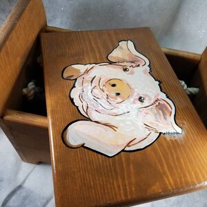 Pig Storage Box, Wooden Box W Lid, Treasure Storage, Book Box, Writing ...