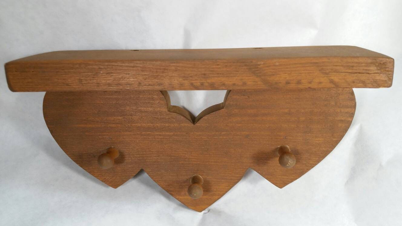 Small Shelf With Hooks Farm House Decor Wall Hanger Key - Etsy