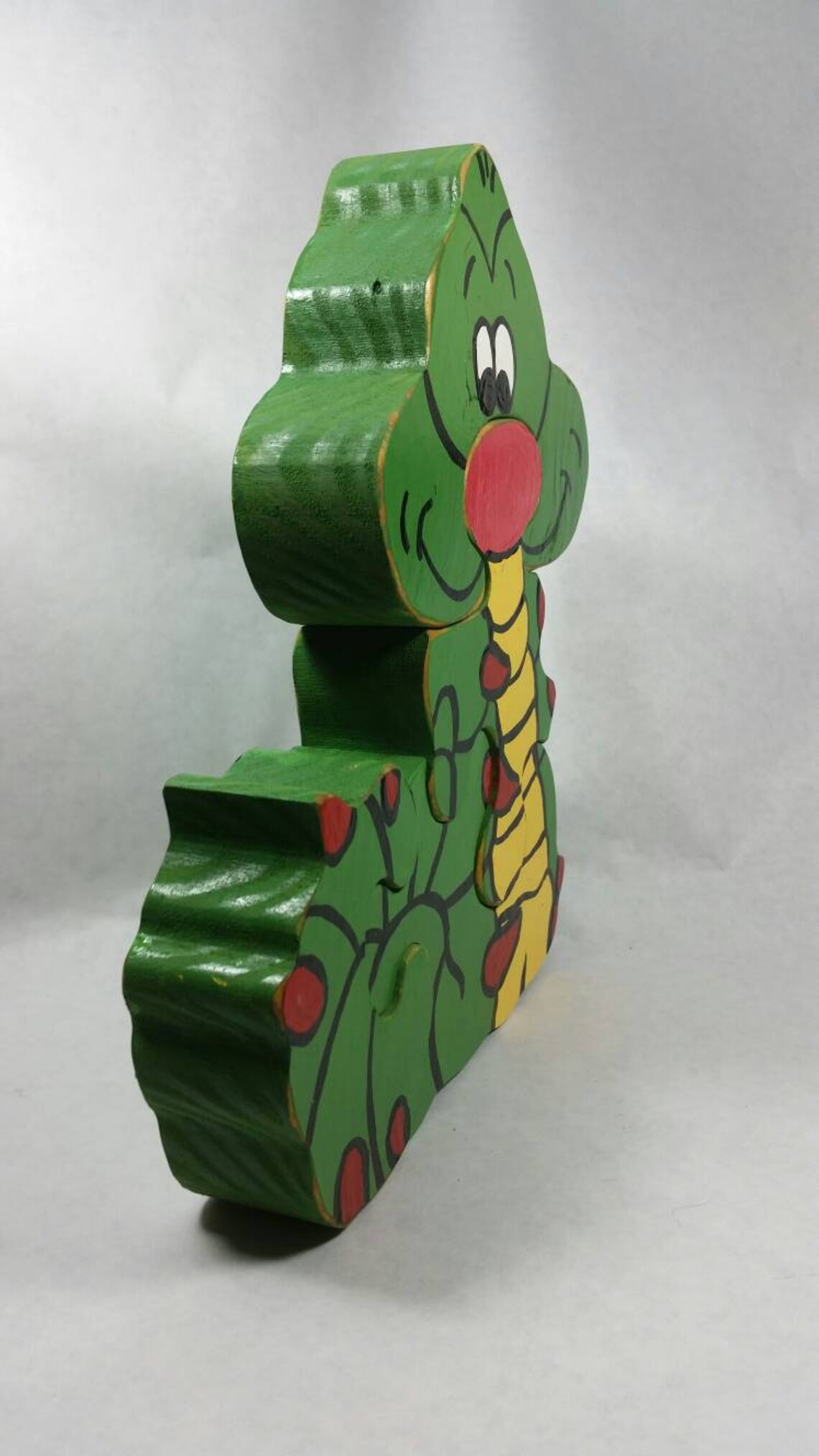 Bookworm Wood Puzzle Green Country Decor 9.25 Tall X | Etsy