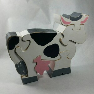 Cow Puzzle, Country Decor, Farmhouse, Rustic , 6.5" Tall X 8.5" Long X ...