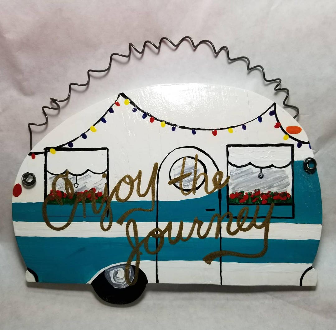 Camping Sign, Camper "enjoy the Journey ", Mini Camper, RV Living, Sign ...
