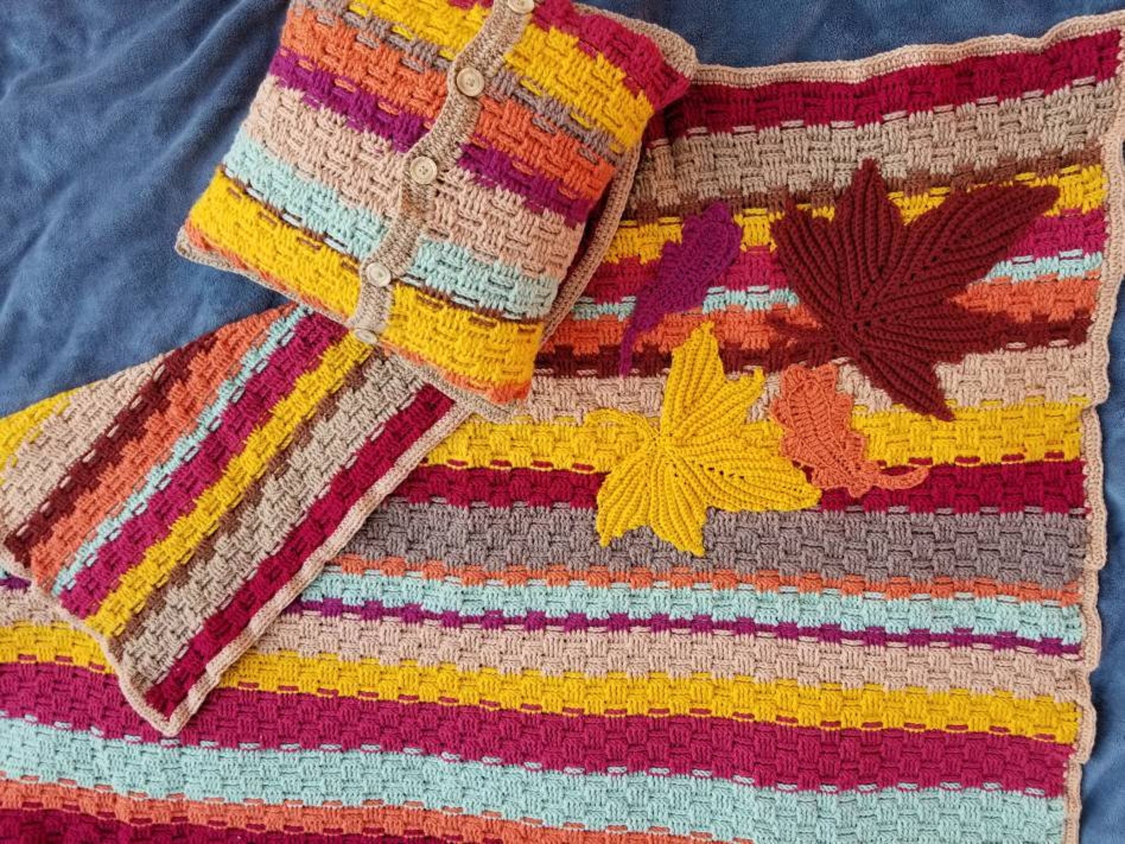 Fall Leaf Afghan Blanket, Pillow Sham, Bedding, Throw Blanket, Autumn ...