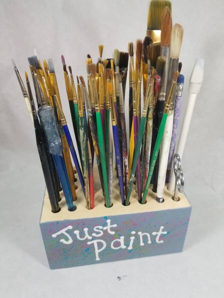 Paint Brush Holder, Artist Block, Brush or Colored Pencil Organizer ...
