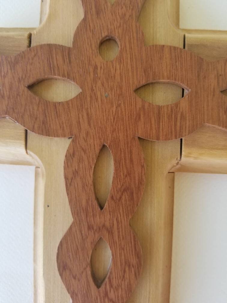 Overlay Cross Wall Hanging, Wood Cross, Poplar With Fruitwood Stain ...