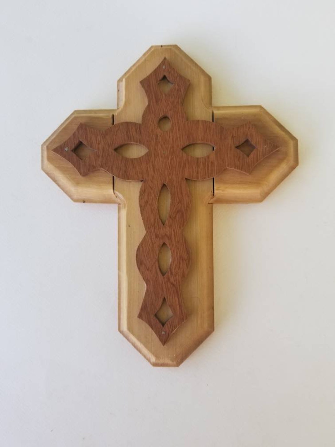 Overlay Cross Wall Hanging, Wood Cross, Poplar With Fruitwood Stain ...