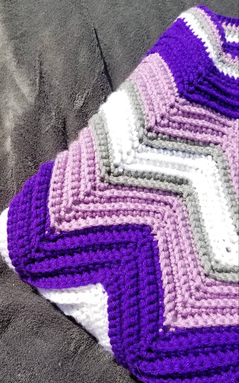 Large Throw Afghan Blanket, Purple Bedding, Couch Throw, Twin Bedding ...