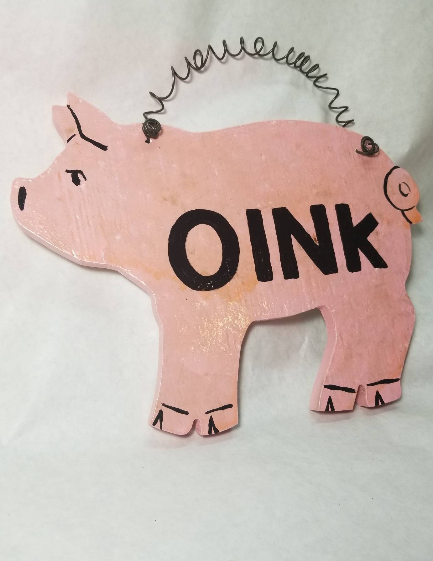 Country Pig Sign Pig Door Hanger Farm Sign Wire Hung Wood | Etsy