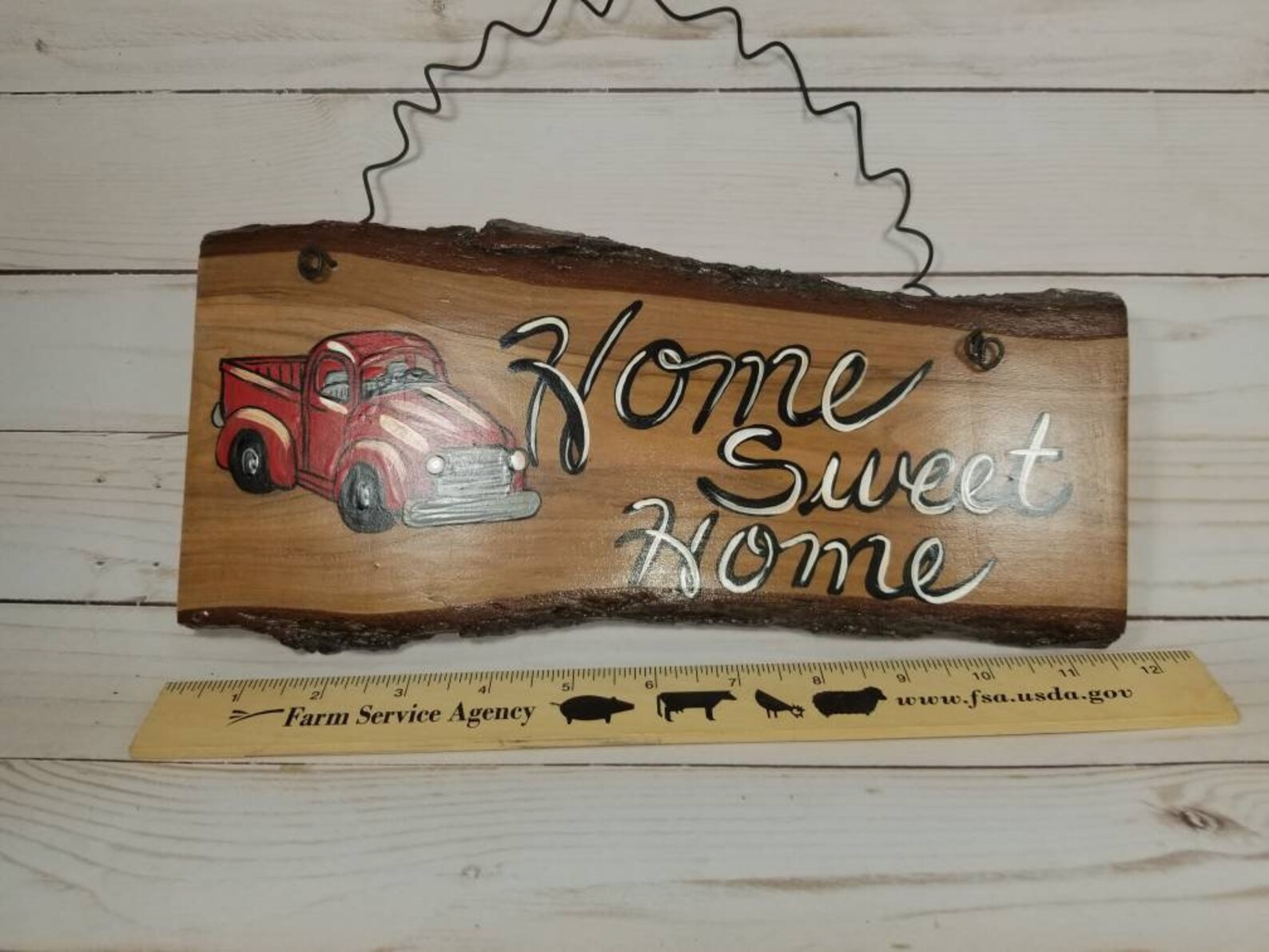 Red Truck Sign, Live Edge Plum Slab Sign, Wall Decor, Home Sweet Home ...