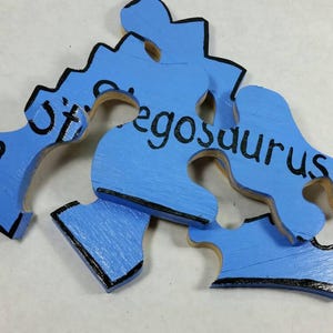 Stegosaurus Wooden Puzzle, Hand Painted Puzzle, Dinosaur Puzzle, Kids ...