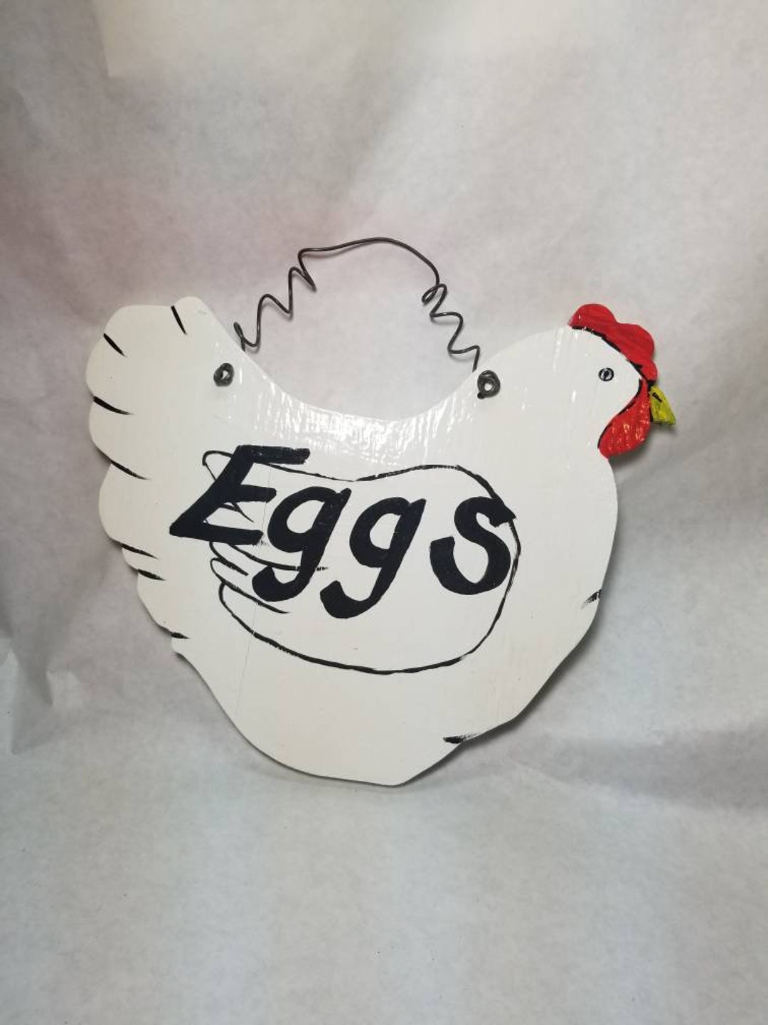 Country Chicken Sign, Eggs Sign, Door Hanger, Wire Hung Wood Sign ...