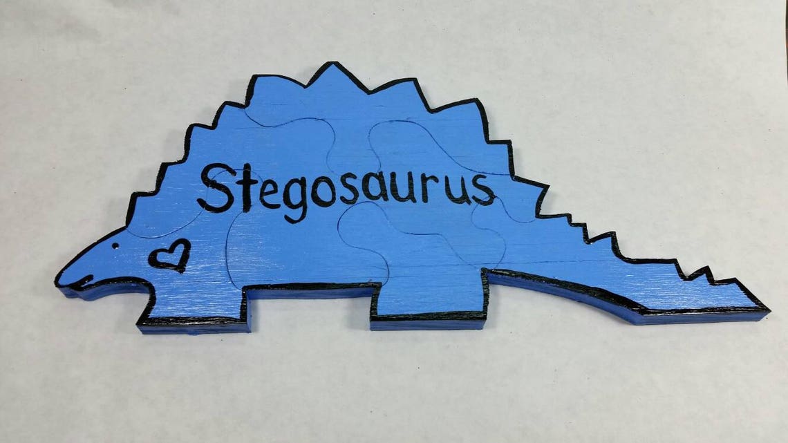 Stegosaurus Wooden Puzzle Hand Painted Puzzle Dinosaur | Etsy