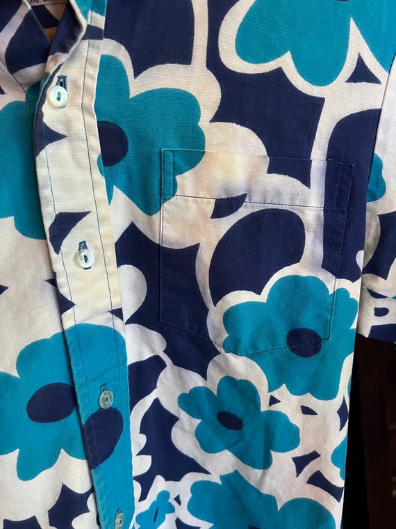 Vintage 60s Guy Romo “69” embroidered blue tone Hawai… - Gem