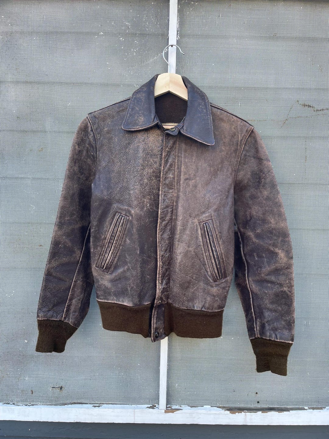 Vintage 50s A2 Style Horsehide Leather Jacket Patina Distressed - Etsy
