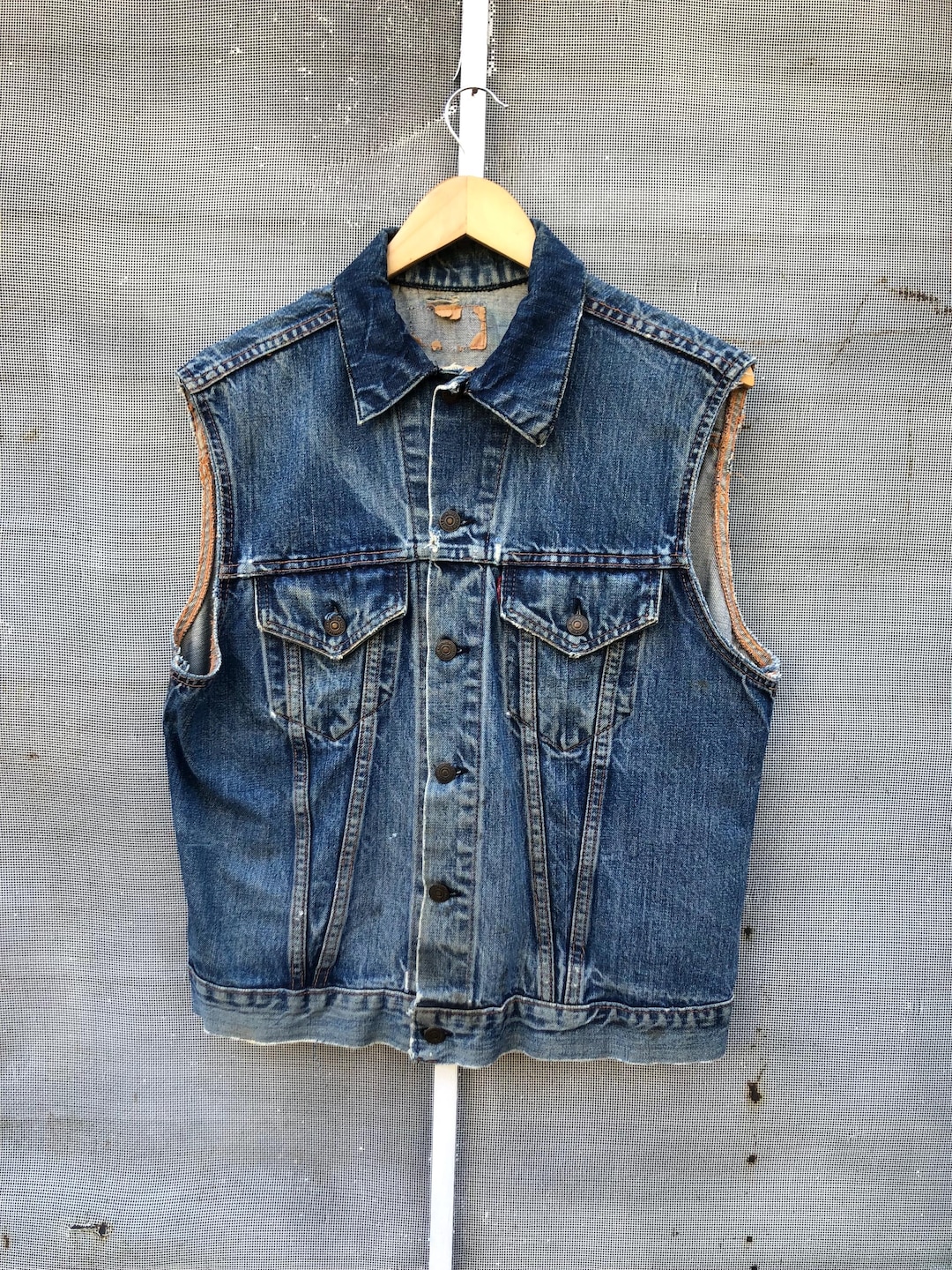 Vintage 70s Levis Big E Denim Cut off Vest Biker Harley Davidson ...