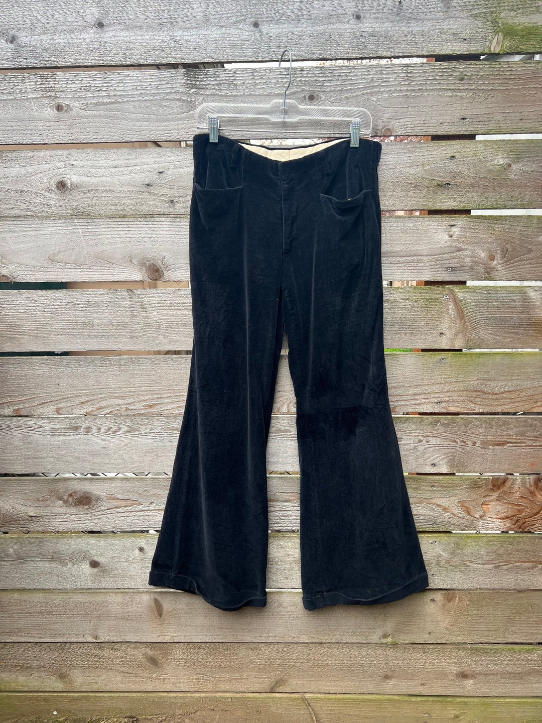 Vintage 60s Black Velvet Bell Bottoms - Etsy