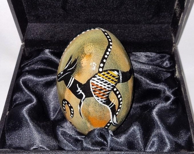 Aboriginal Hand Painted Emu Egg | Kangaroo Art Design - Etsy