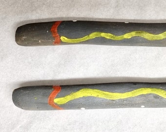 Vintage Australian Aboriginal Clap Sticks | Handmade and Painted ...