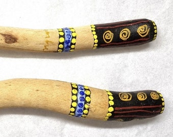 Vintage Australian Aboriginal Clap Sticks | Handmade and Painted ...