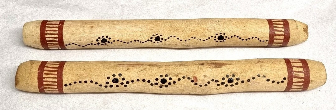 Vintage Australian Aboriginal Clap Sticks | Handmade and Painted ...
