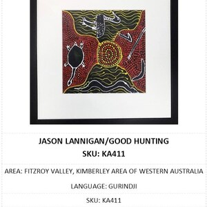 Framed Vintage - Original Aboriginal Art of Good Hunting by Jason Lannigan - Kimberley Region of ...