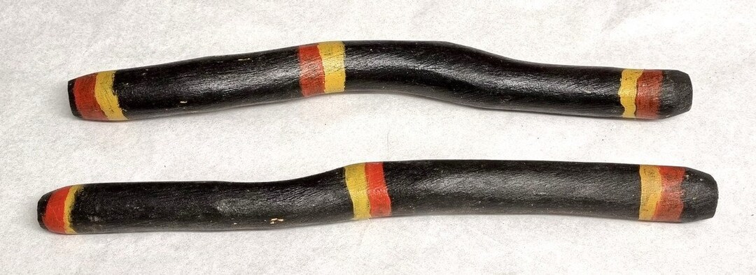 Vintage Australian Aboriginal Clap Sticks | Handmade and Painted ...