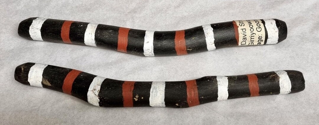 Vintage Australian Aboriginal Clap Sticks by David Street | 2 Different ...