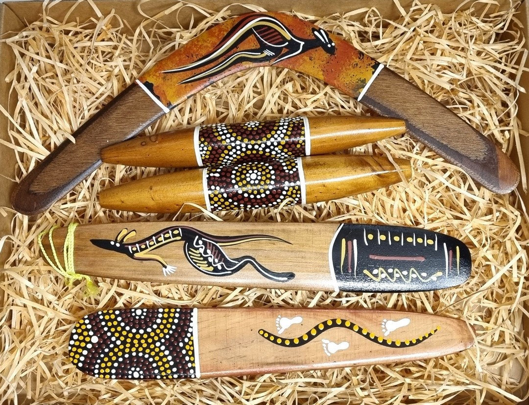 Aboriginal 18 Inch Returning Boomerang, Bullroarer, Clapsticks and ...