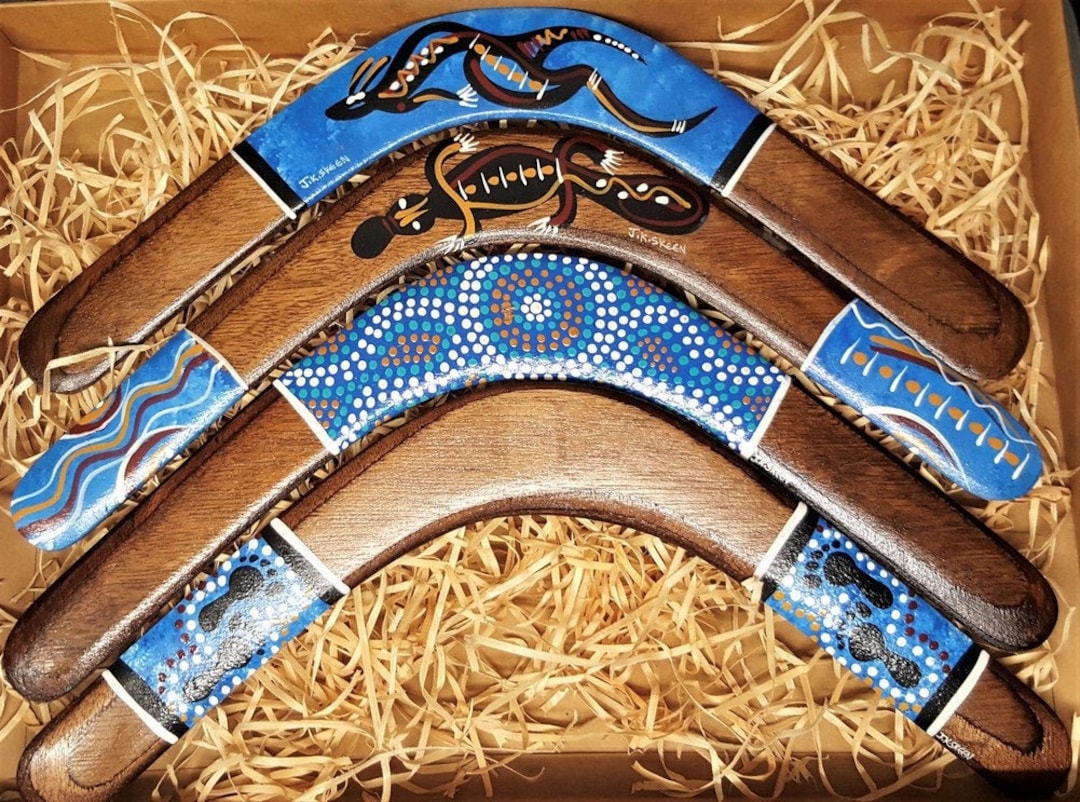 Gift Boxed 4 X BLUE Returning Boomerangs | 16"inch | Choose Left or ...