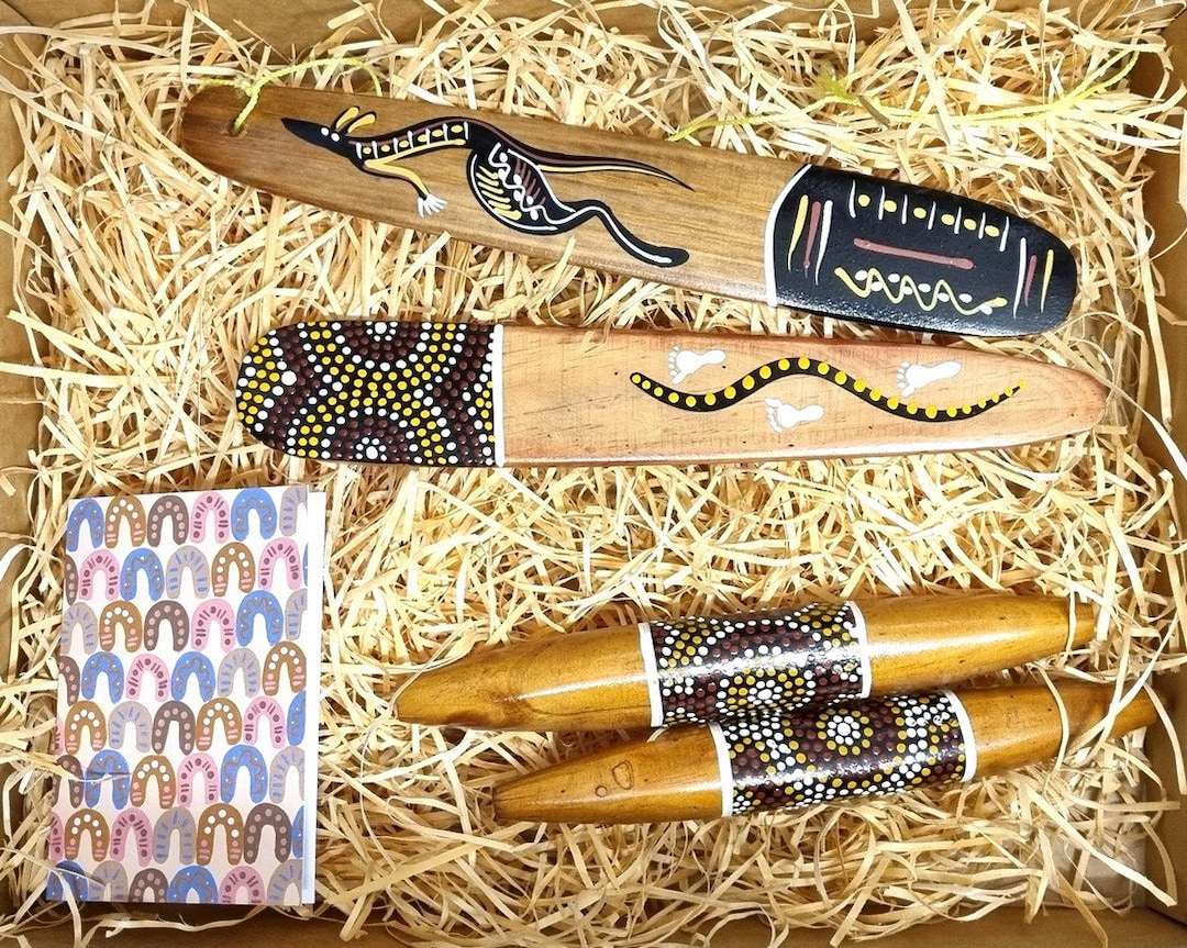 Aboriginal Clap Sticks, Bullroarer and Message Stick | Gift Pack - Etsy