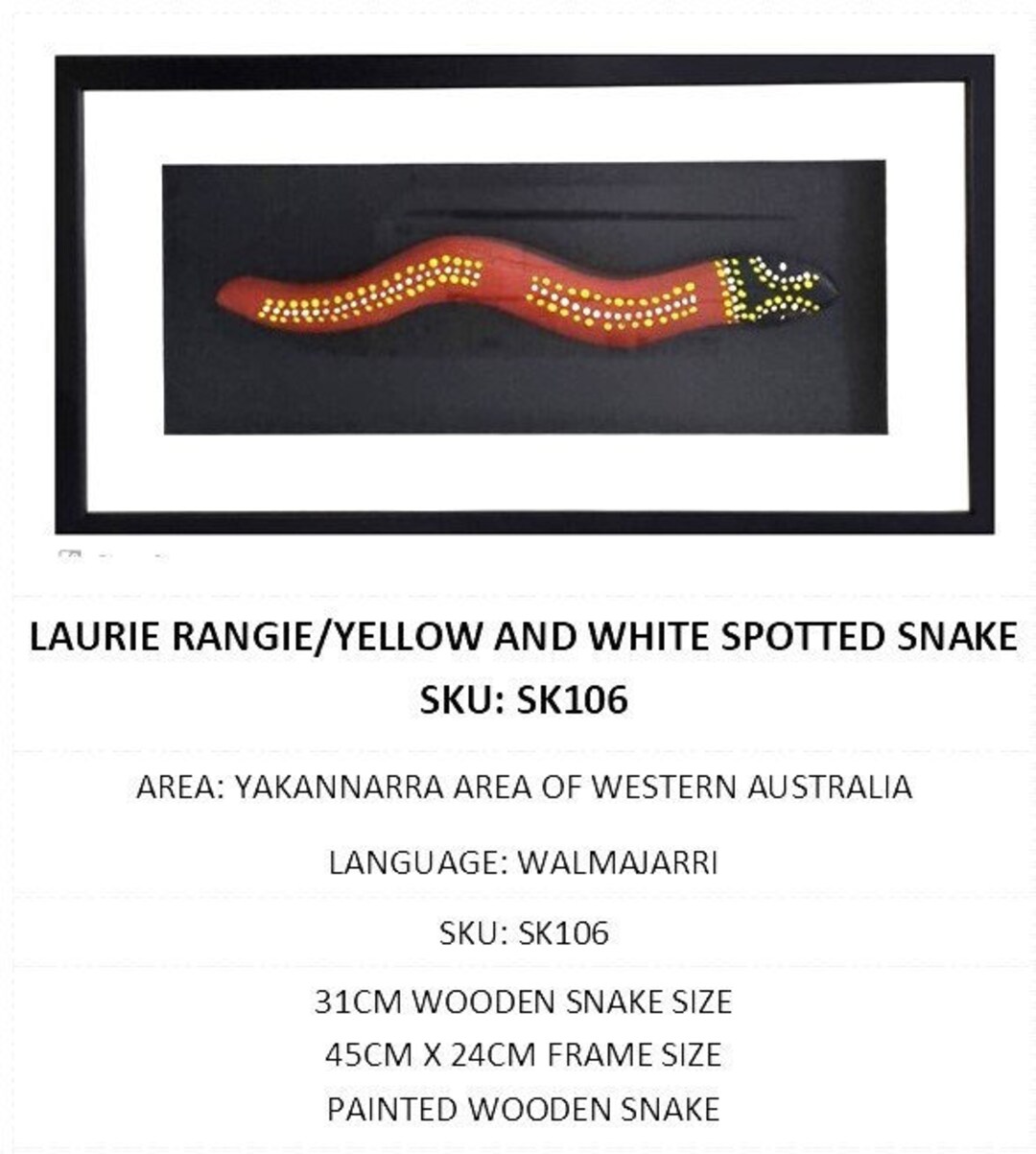 Vintage Kimberley Aboriginal Art Hand Painted and Carved Wooden Snake ...